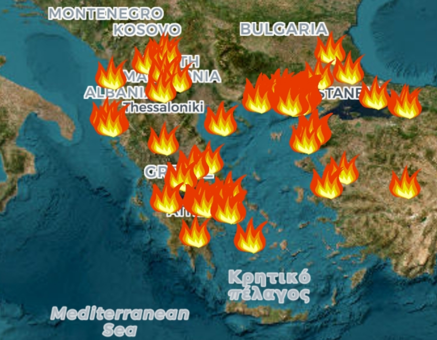 Κοκκίνισε ο χάρτης - Καίγεται όλη η χώρα - TV10
